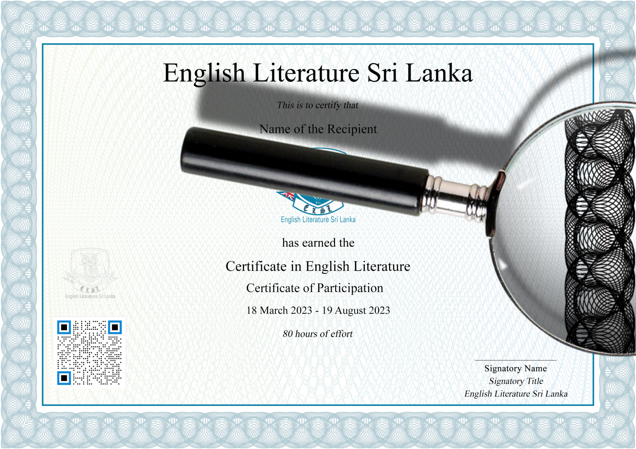 Certificates – English Literature Sri Lanka